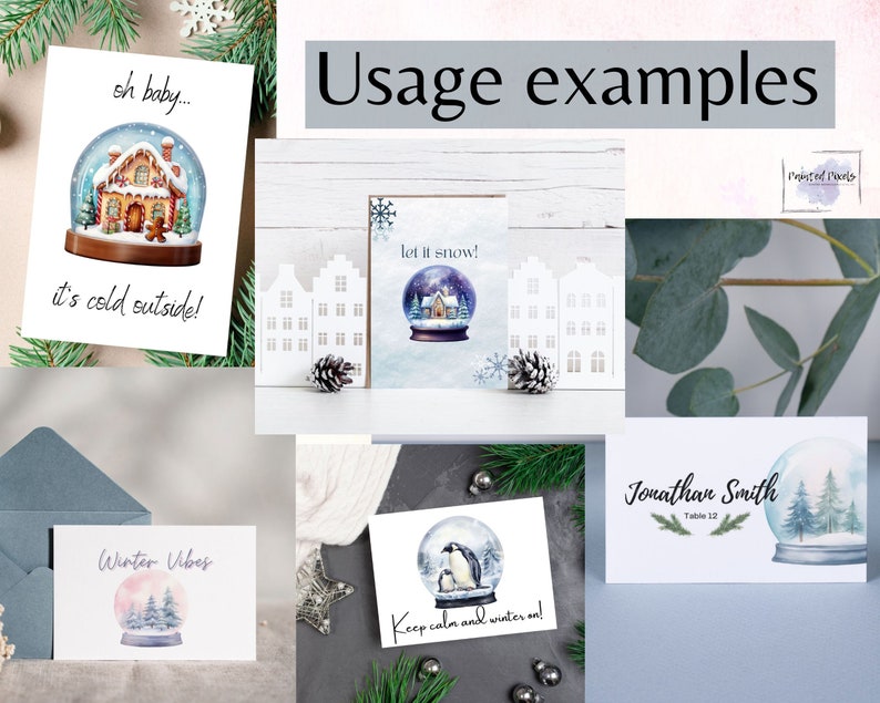 Christmas Snow Globe Clipart, Watercolor Winter Snow Globe PNG ...