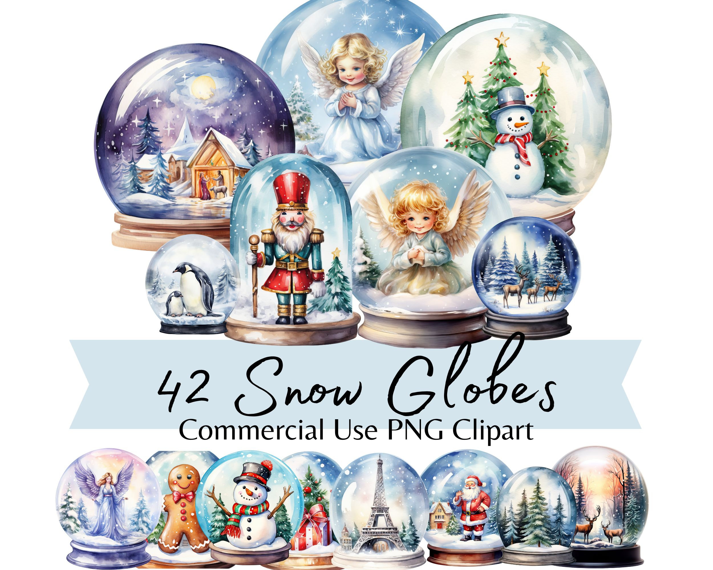Christmas Snow Globe Clipart, Watercolor Winter Snow Globe PNG ...