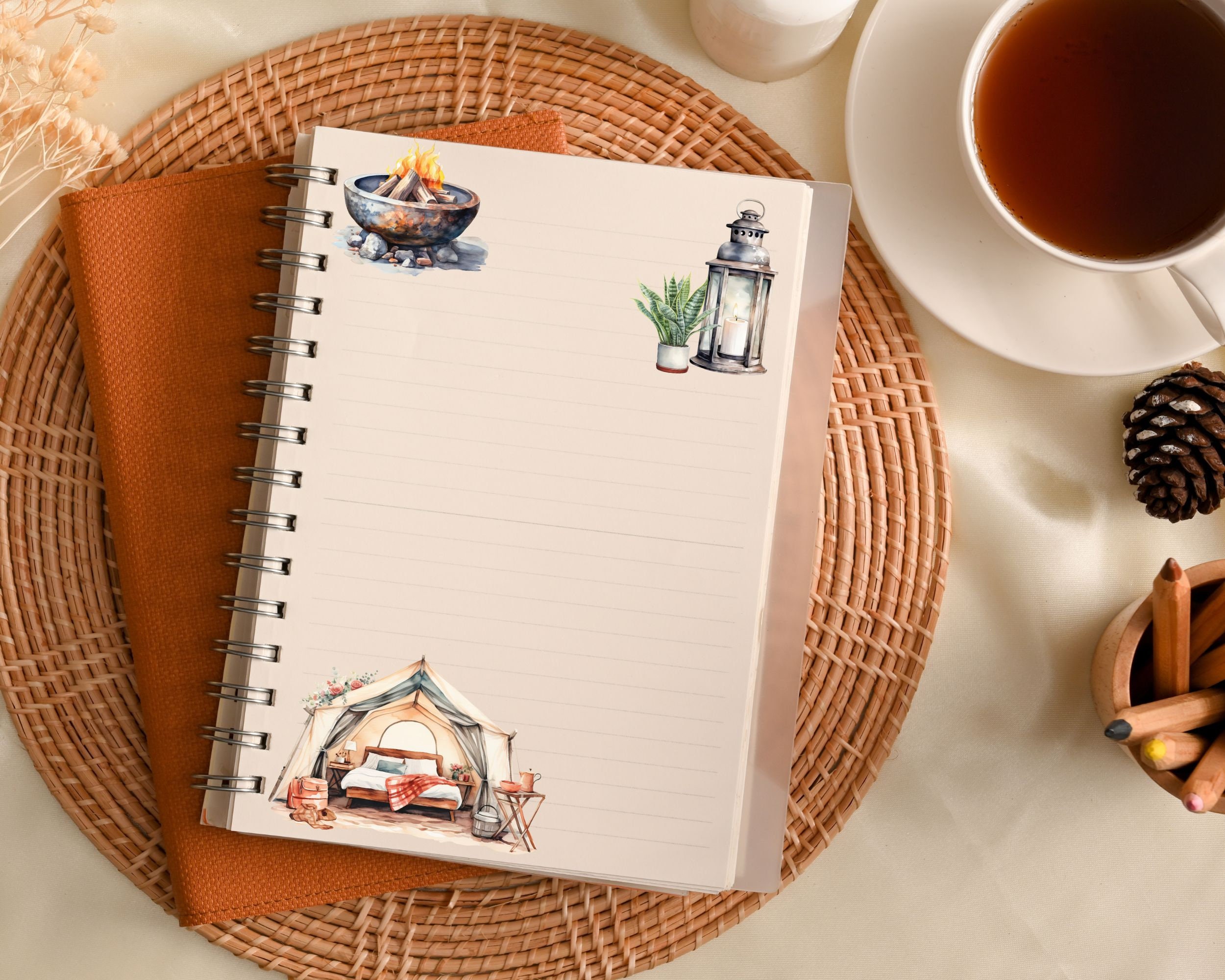 Boho Glamping Clipart, Watercolor Luxury Camping PNG Illustrations ...