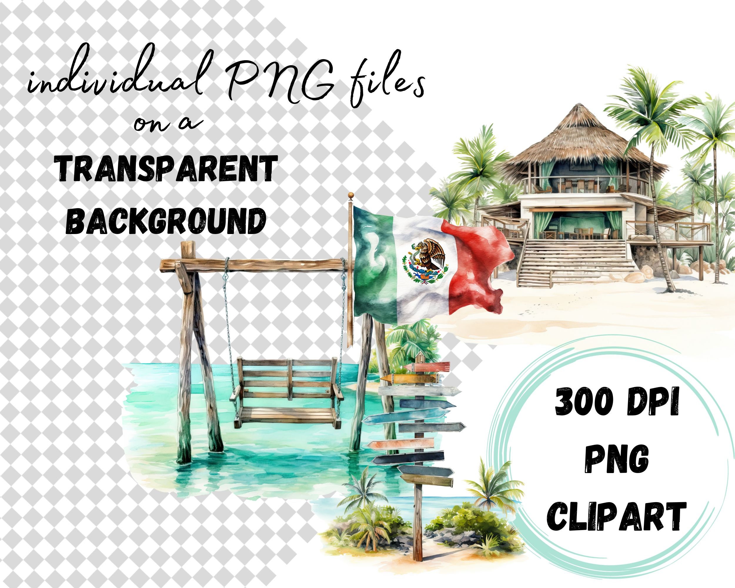 Watercolor Tulum Mexico Tropical Vacation Clipart, Tulum Vacation PNG ...