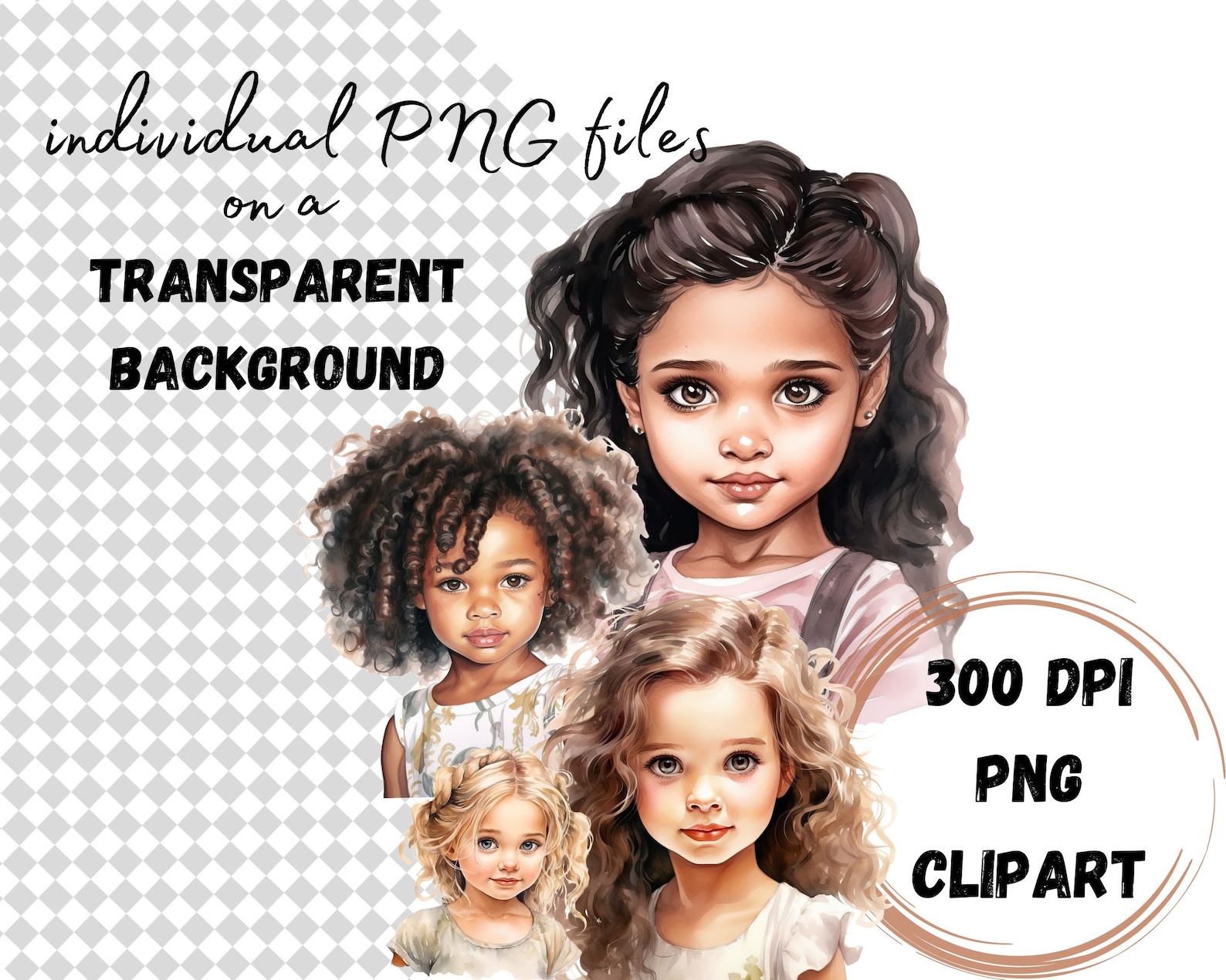 Cute Little Girls Watercolor Clipart Bundle, Charming Adorable Baby ...