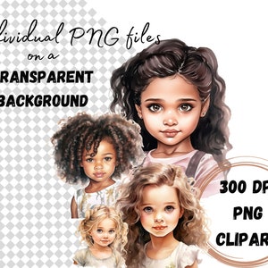 Cute Little Girls Watercolor Clipart Bundle, Charming Adorable Baby ...
