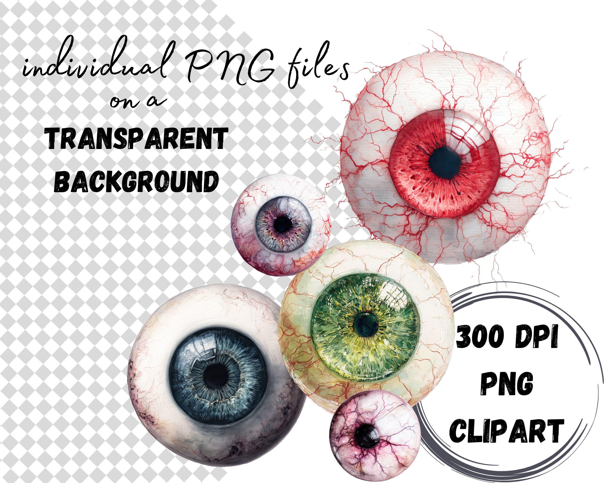Watercolor Creepy Eyeballs Clipart, Bloodshot Spooky Eyes PNG ...