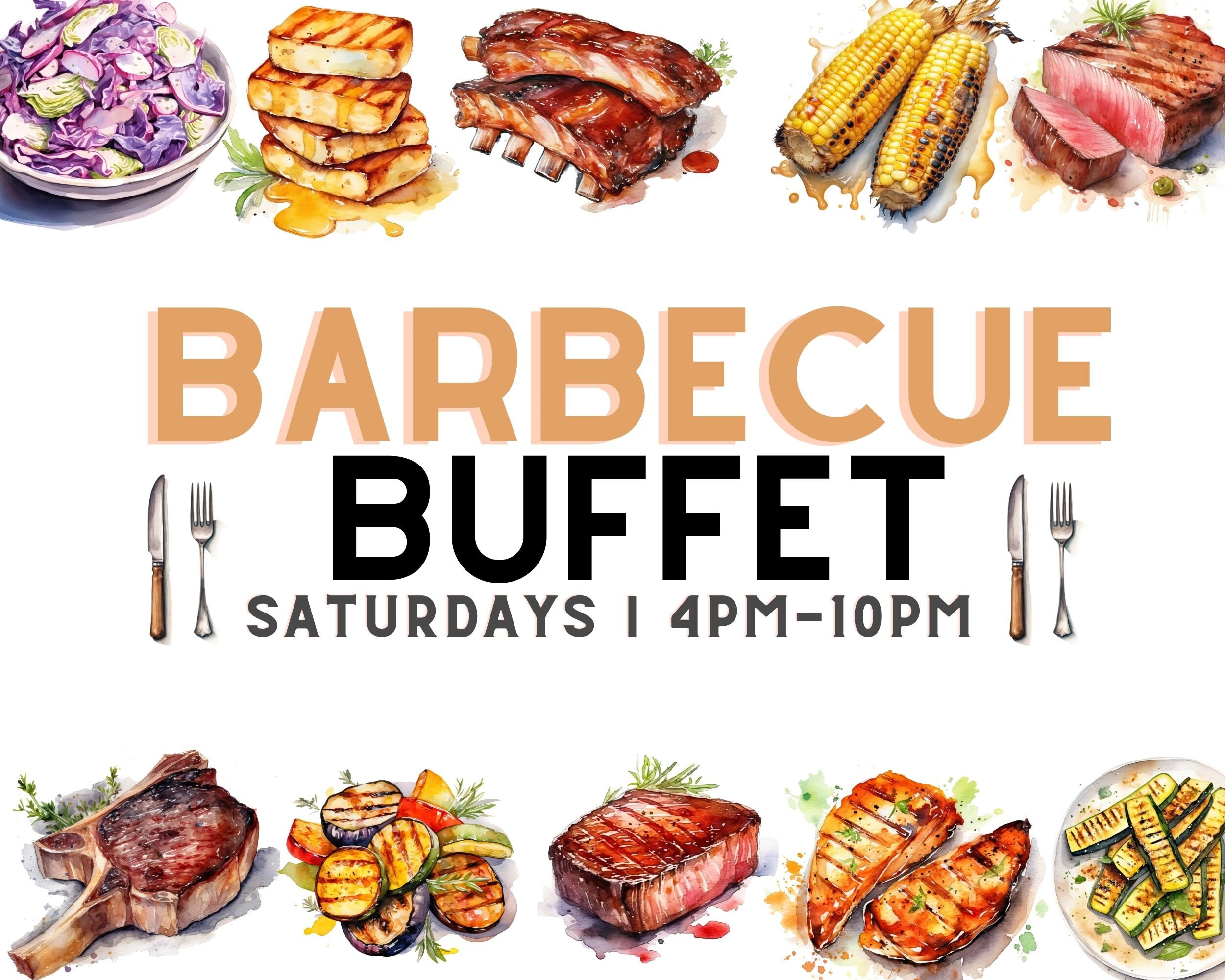 BBQ Summer Party, Grill Picnic Garden Clipart, Watercolor Barbecue Food ...