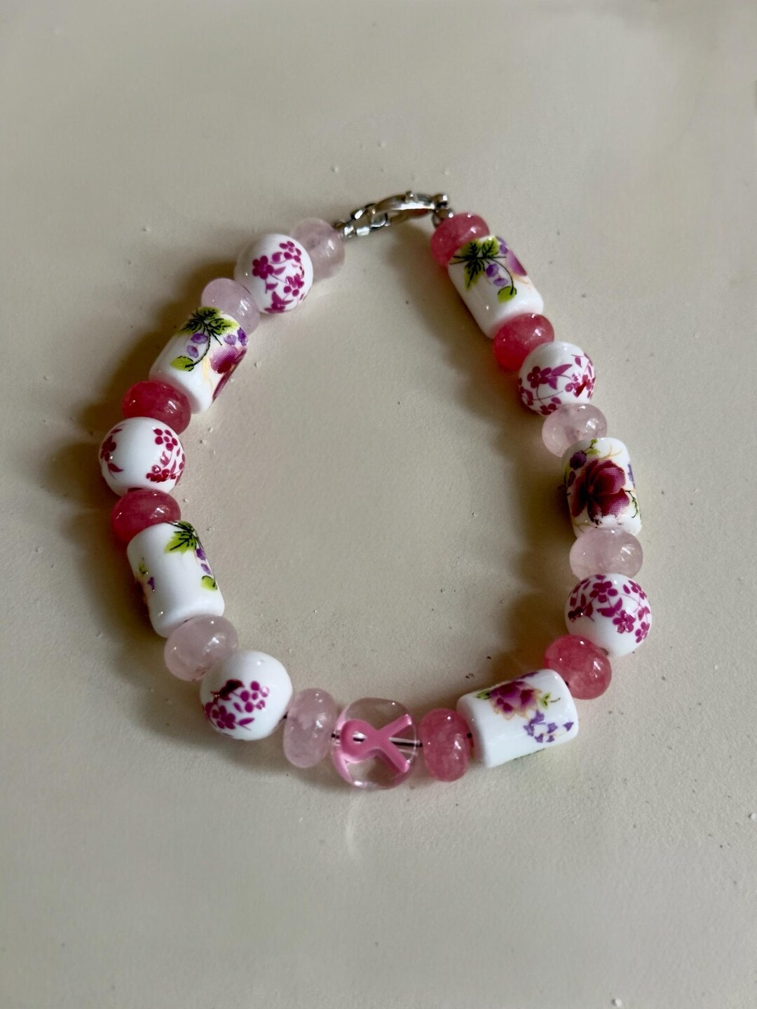 Handmade Breast Cancer Bracelet – Morganite, Ruby, Tourmaline Jewelry ...