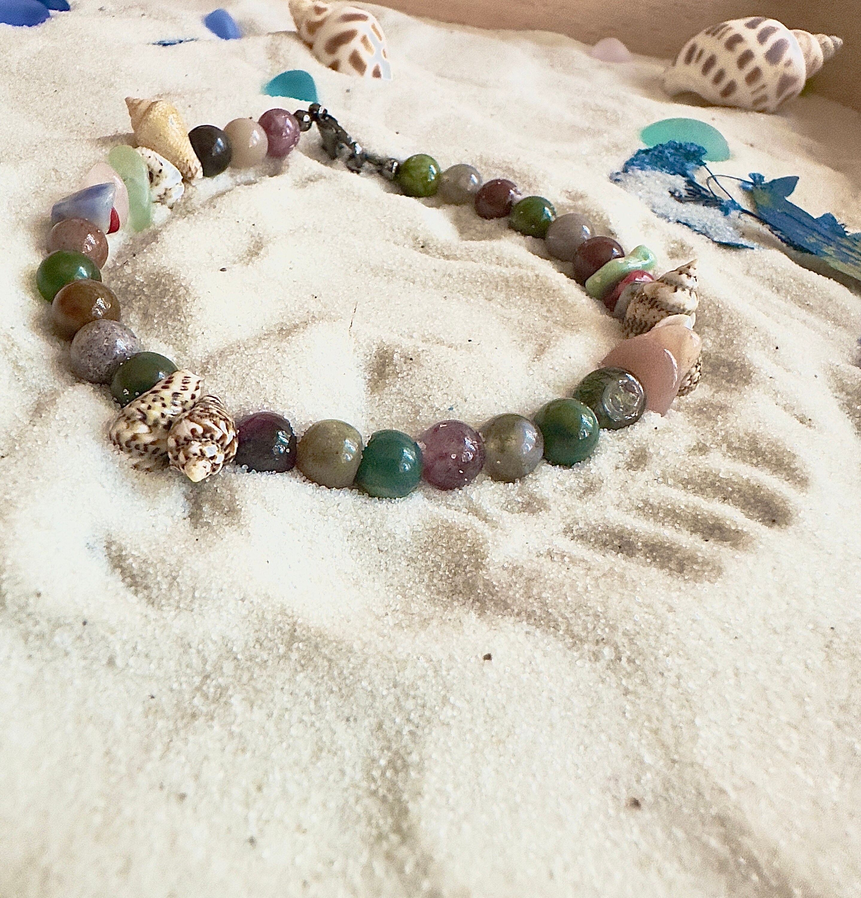 Earthy Jewelry, Natural Shell and Agate Gemstone Bracelet, Perfect ...