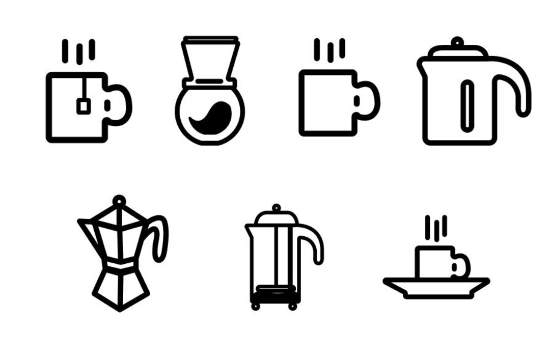 Coffee and Tea Icons Pack of 7 - Etsy