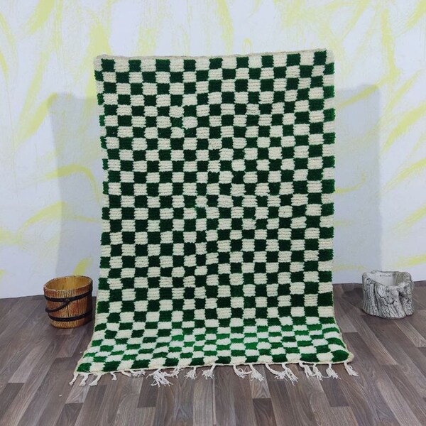 Small Green Checkered Rug - Etsy