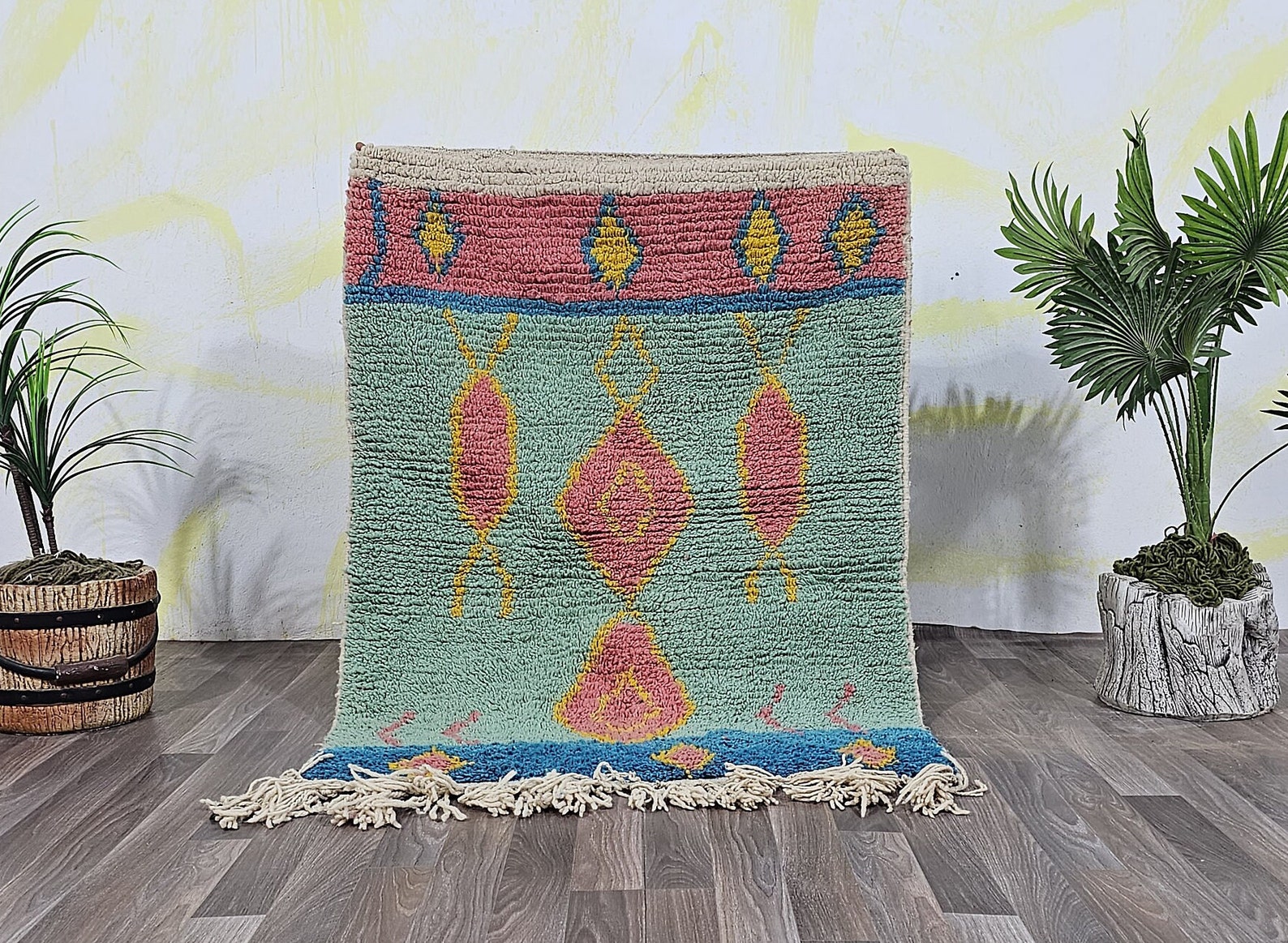 Genuine Natural Turquoise Blue Moroccan Sheepskin Rug, Sheepskin Throw ...