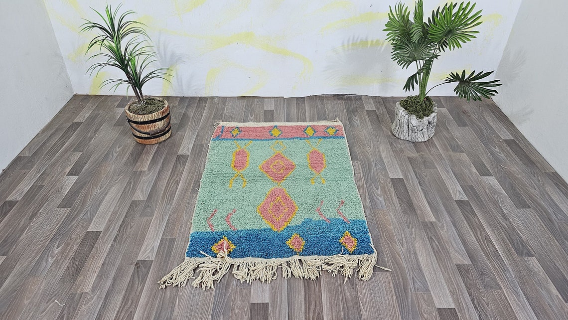 Genuine Natural Turquoise Blue Moroccan Sheepskin Rug, Sheepskin Throw ...