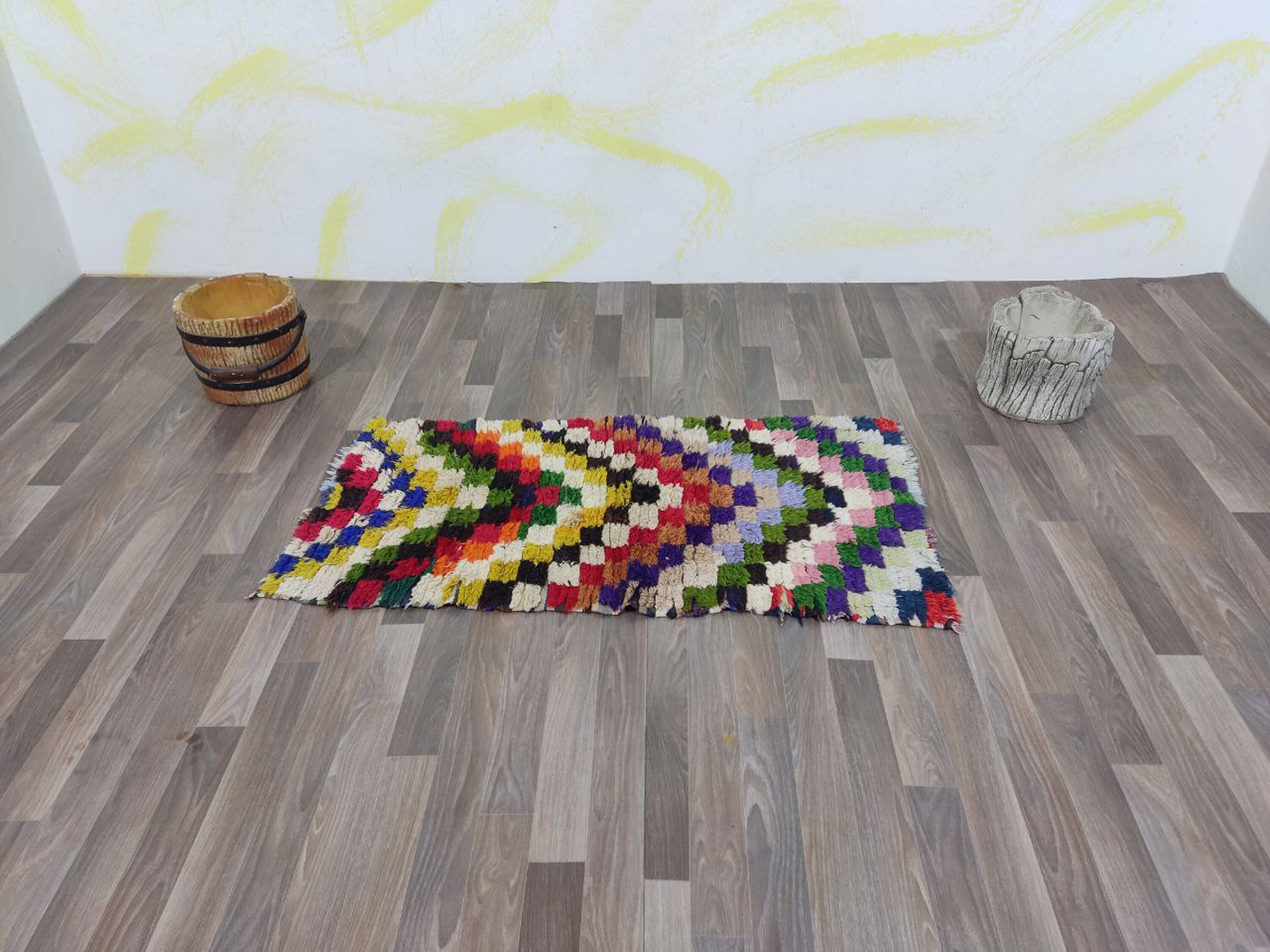 Vintage Multi Colored Rug,abstract Runner Rug,authentic Rug,azilal Rugs ...