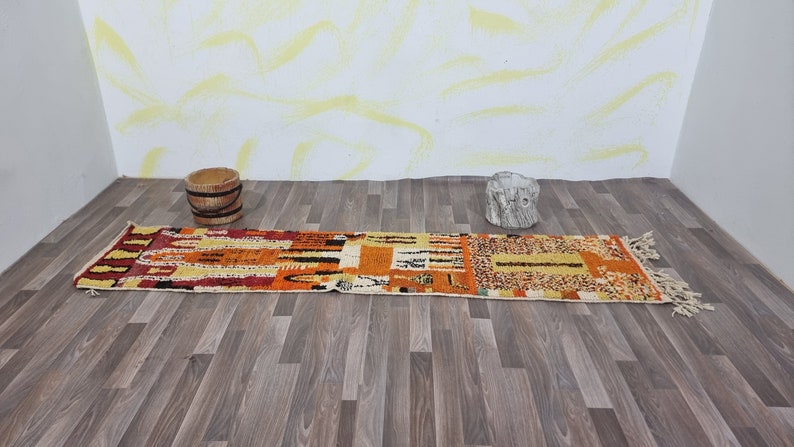 ORANGE HALLWAY RUNNER , Custom Handmade Beniouarain Runner Rug ...