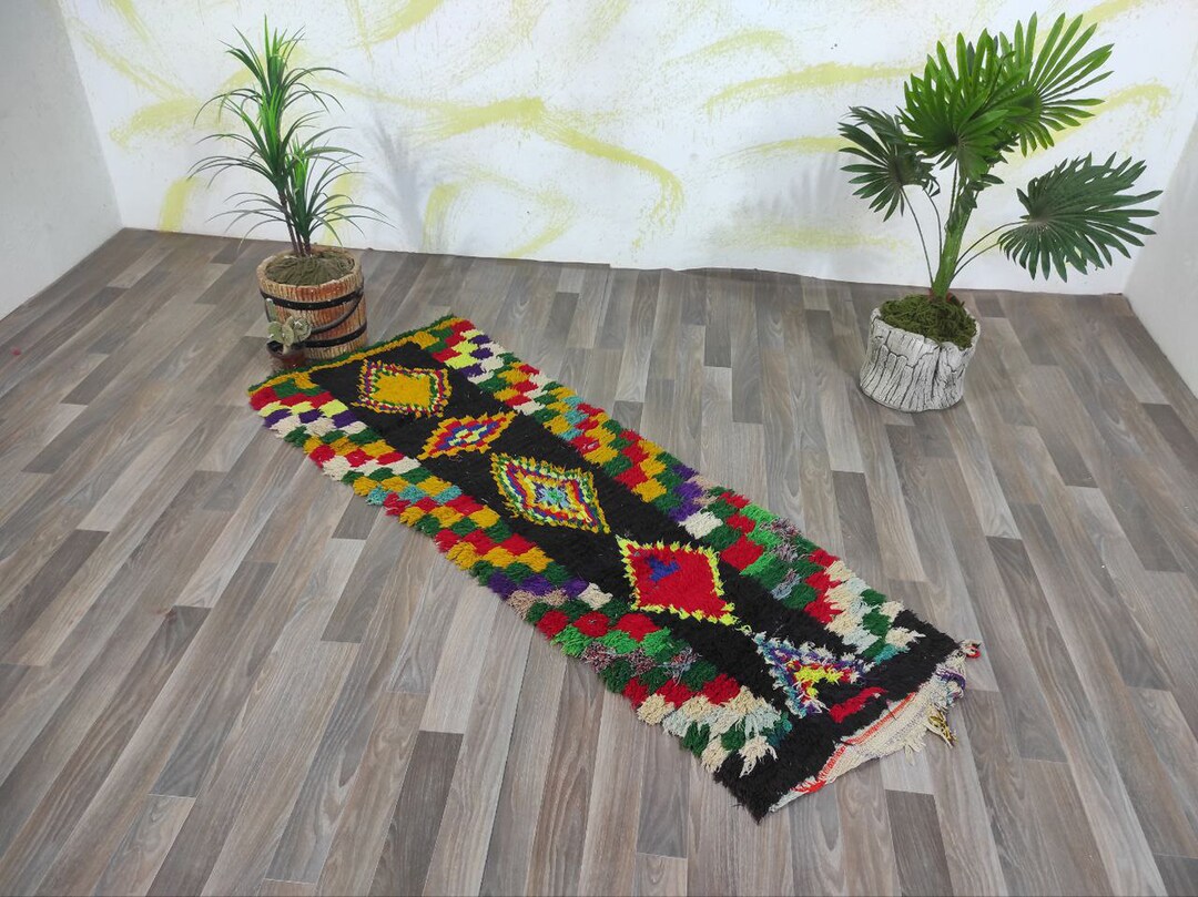 Multi Colored Runner Rug 2x6,4-entrance Runner Rug-geometric Wool ...