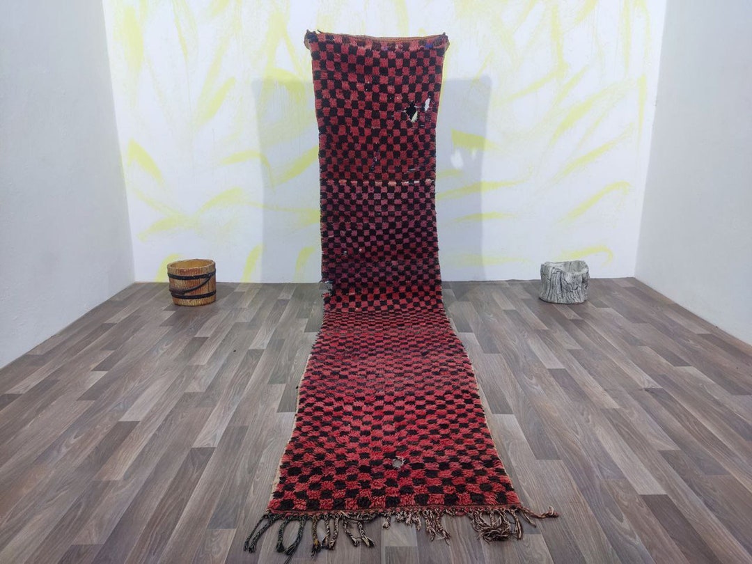 Moroccan Rug Runner checkered Berber Rug Runner Hand Woven Carpet ...