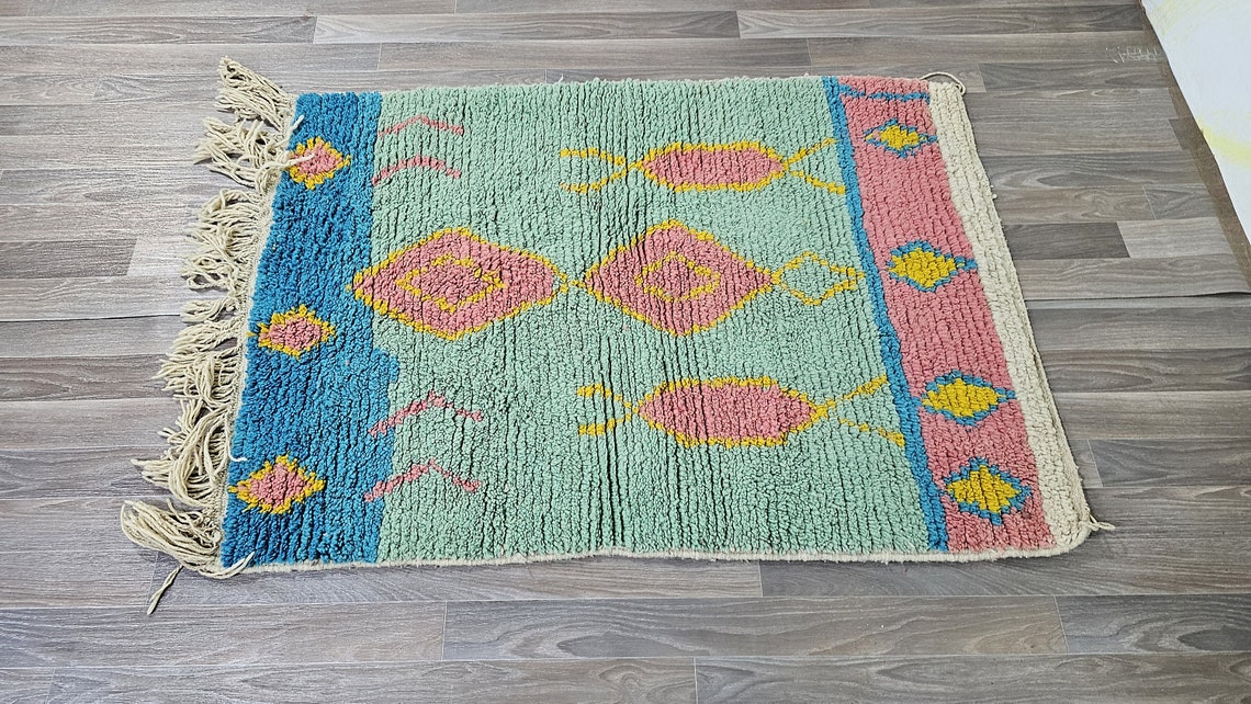 Genuine Natural Turquoise Blue Moroccan Sheepskin Rug, Sheepskin Throw ...