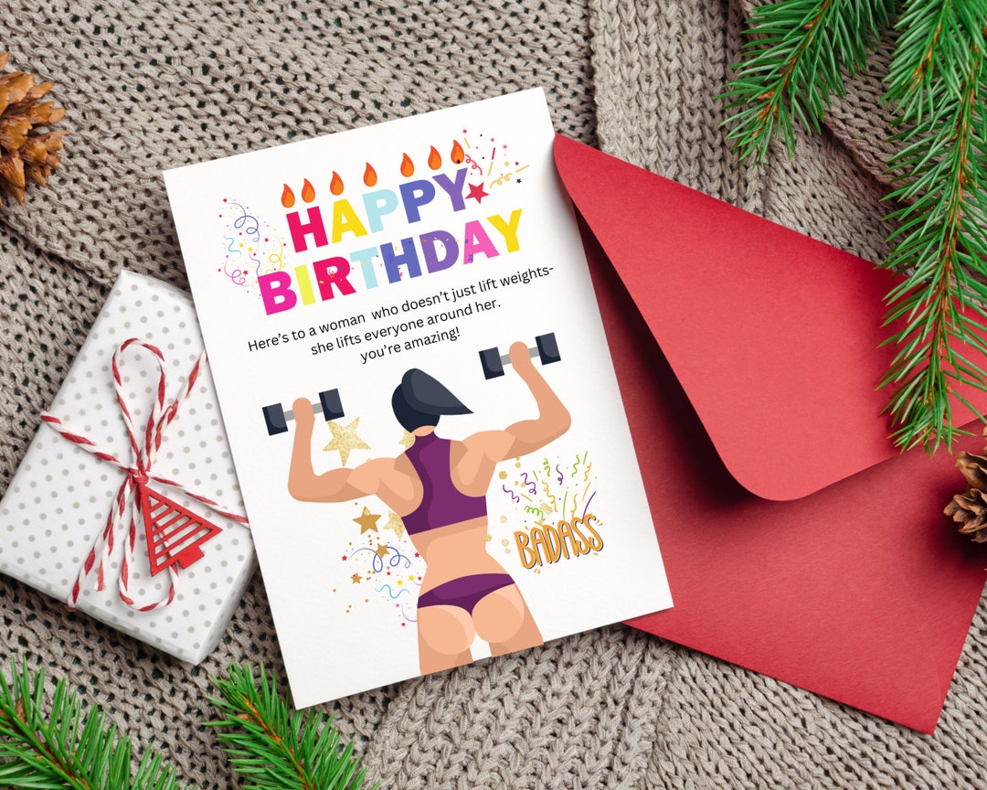 Printable Badass Birthday Card, Birthday Card for Fitness Lovers ...