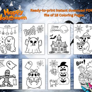 Halloween Coloring Pages for Kids,cute Spooky Colouring Page, Printable ...