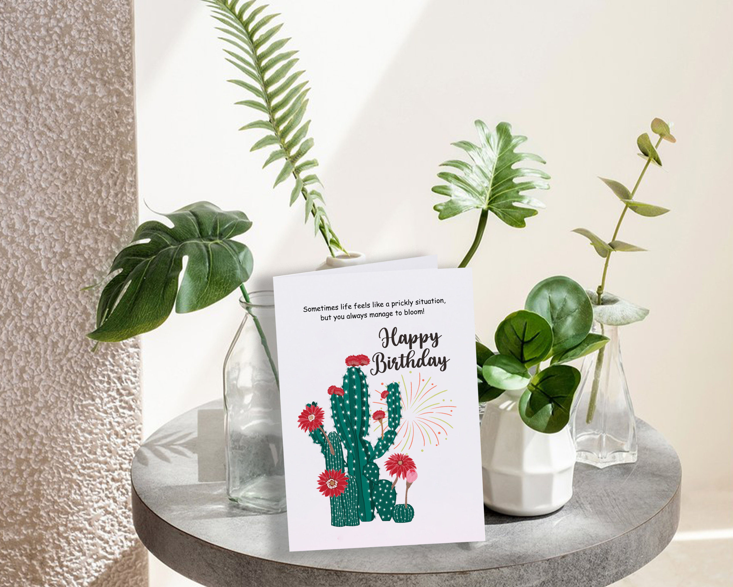 Printable Birthday Card,cactus Greeting Card,5x7 Printable Card,happy ...