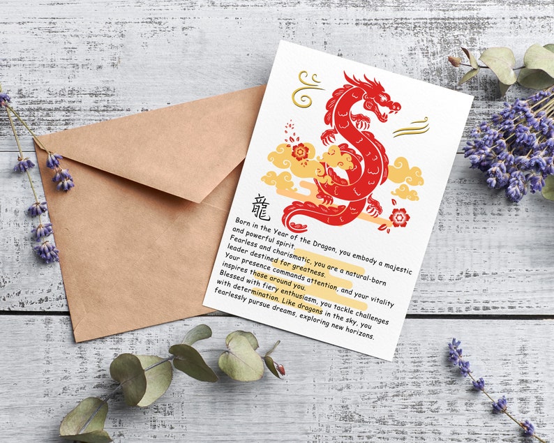 Printable Dragon Greeting Card: Lunar New Year (digital Download). - Etsy