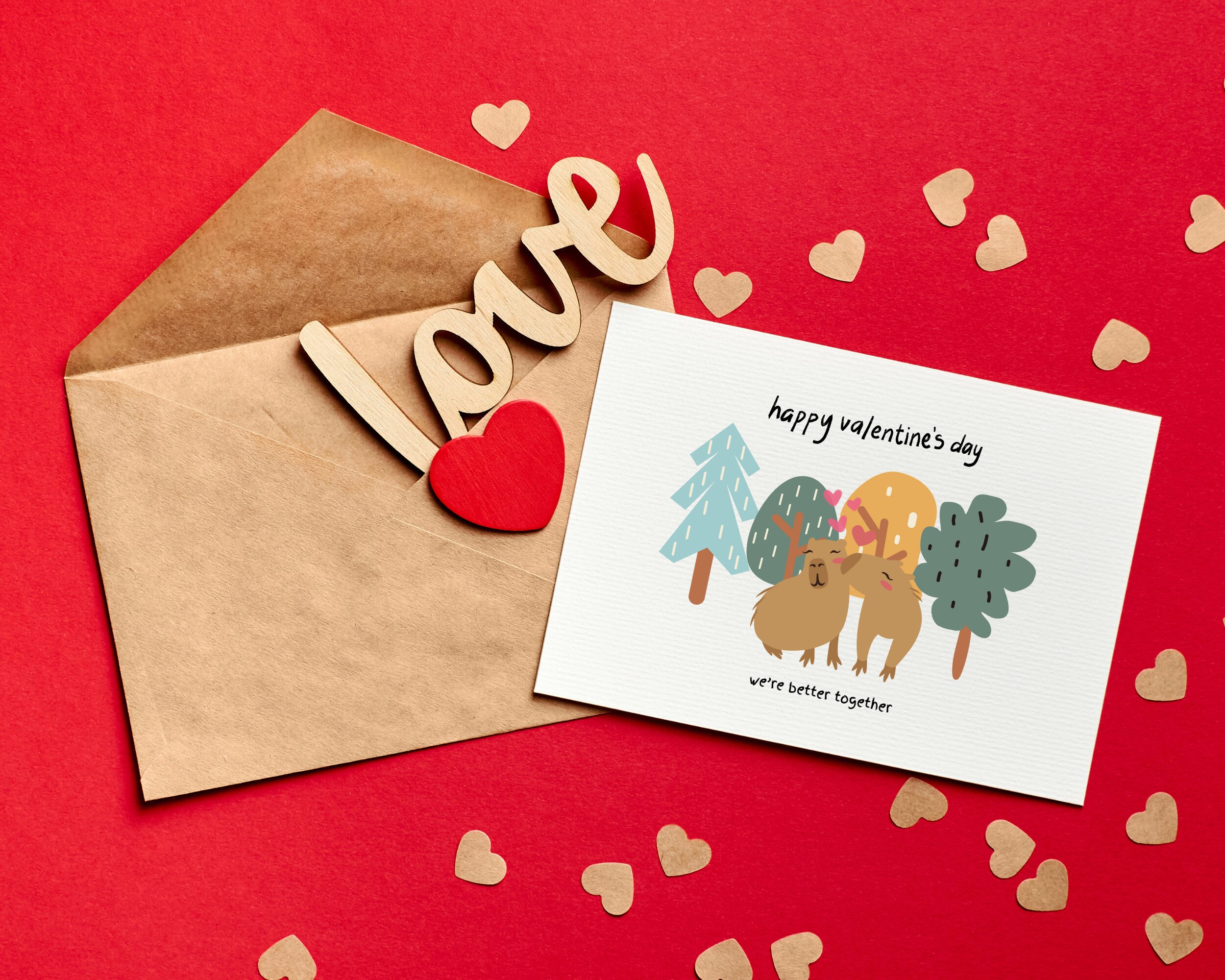 Printable Capybara Valentine's Day Card, Card for Girlfriend, Love Card ...