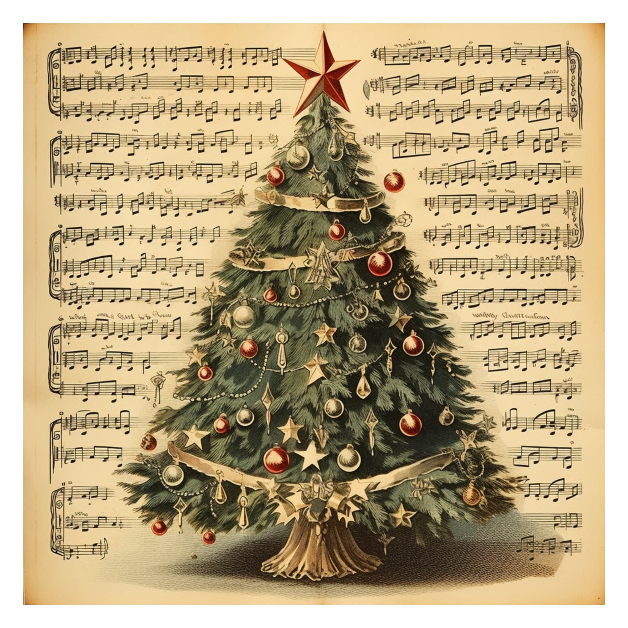 Vintage Christmas Sheet Music, Christmas Digital Art, Digital Wall Art ...