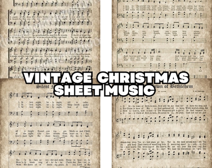 Vintage Christmas Sheet Music, Christmas Digital Art, Digital Wall Art ...