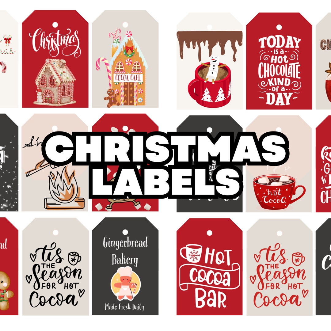 Christmas Labels Digital, Christmas Labels Printable, Christmas Labels ...