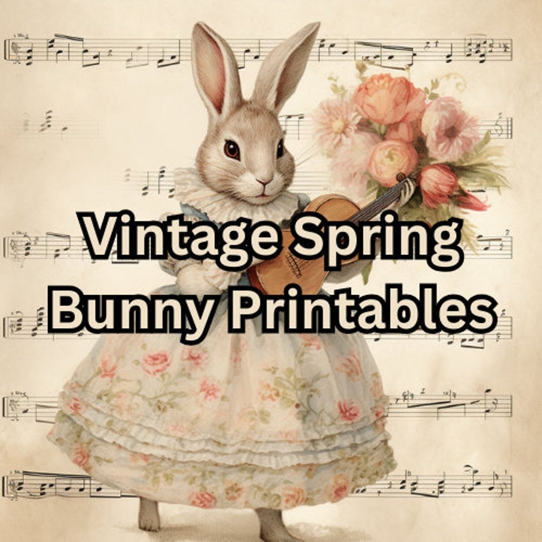 Vintage Spring Bunny Printables, Printable Digital Images for Spring ...