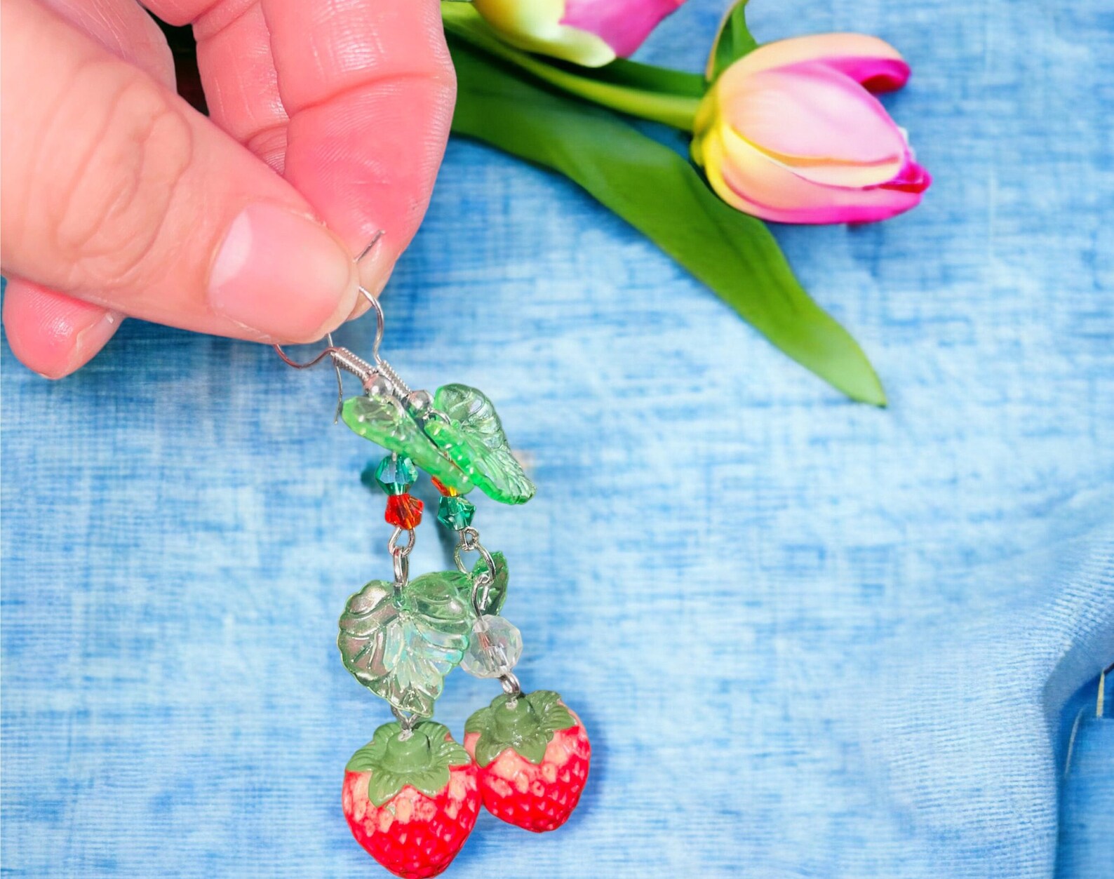 Red Strawberry Dangle Earrings Fairycore Cottagecore Spring - Etsy