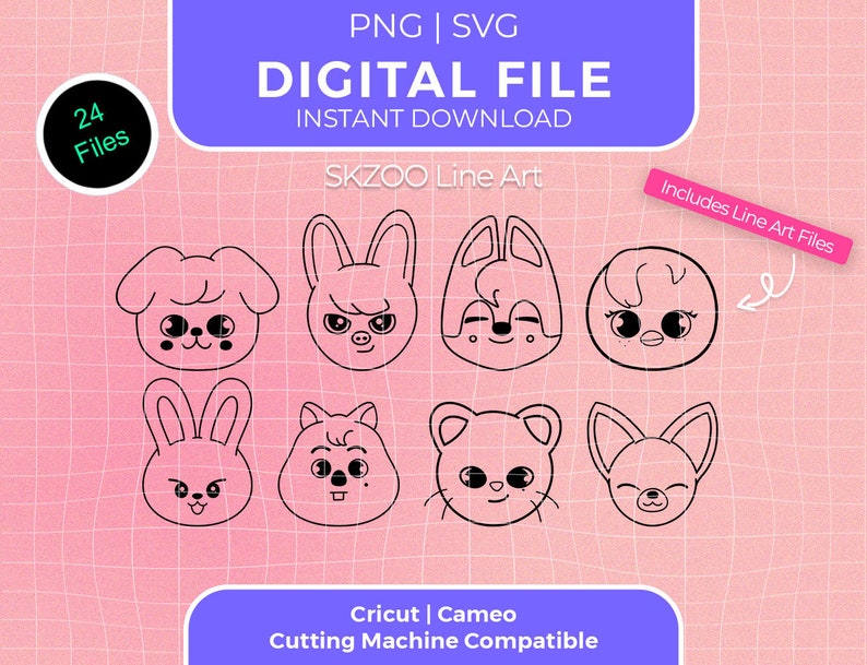SKZOO Stray Kids Vector Files for Cricut, Cameo - Includes SKZOO Names ...