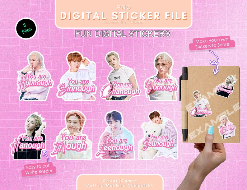 Stray Kids SKZ Pink Mailing Stickers | Digital File | Instant Download ...