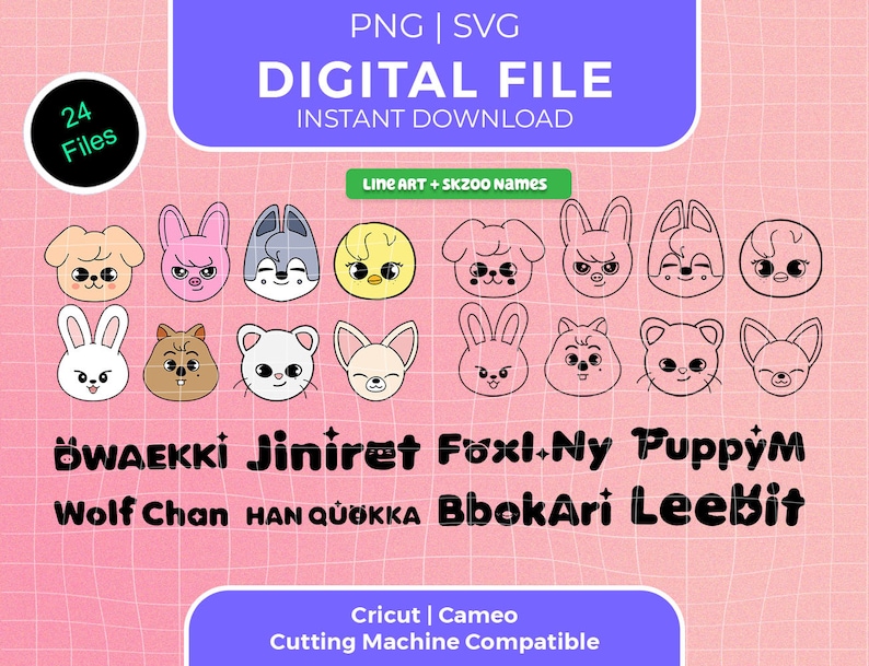 SKZOO Stray Kids Vector Files for Cricut, Cameo - Includes SKZOO Names ...