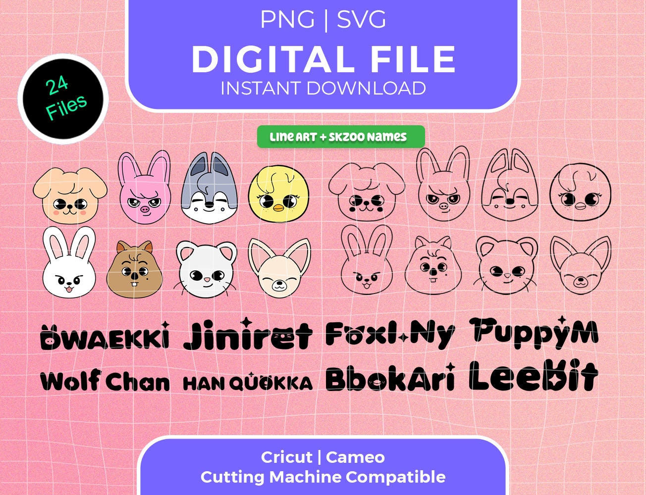 SKZOO Stray Kids Vector Files for Cricut, Cameo Includes SKZOO Names ...