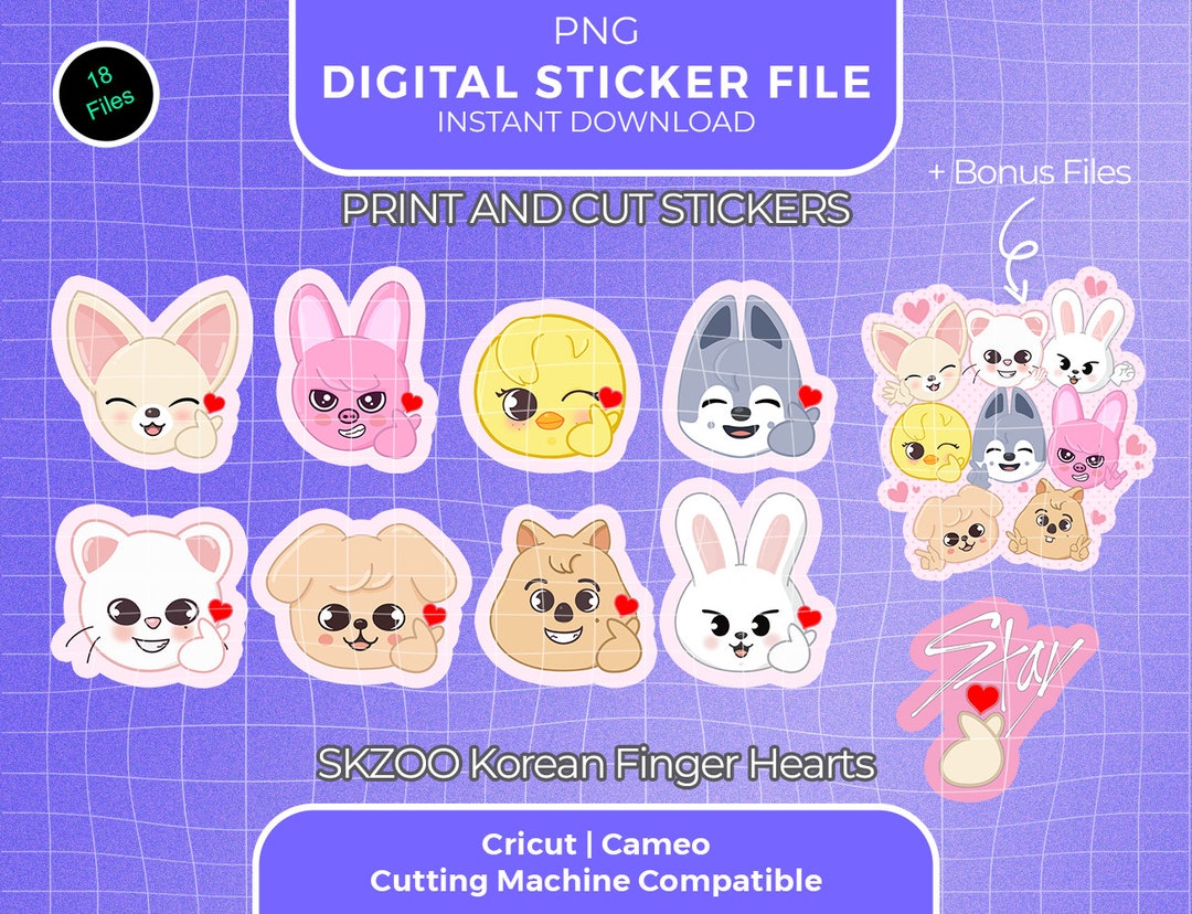 Stray Kids Skzoo Valentines Day PNG Files, Korean Finger Heart Versions ...