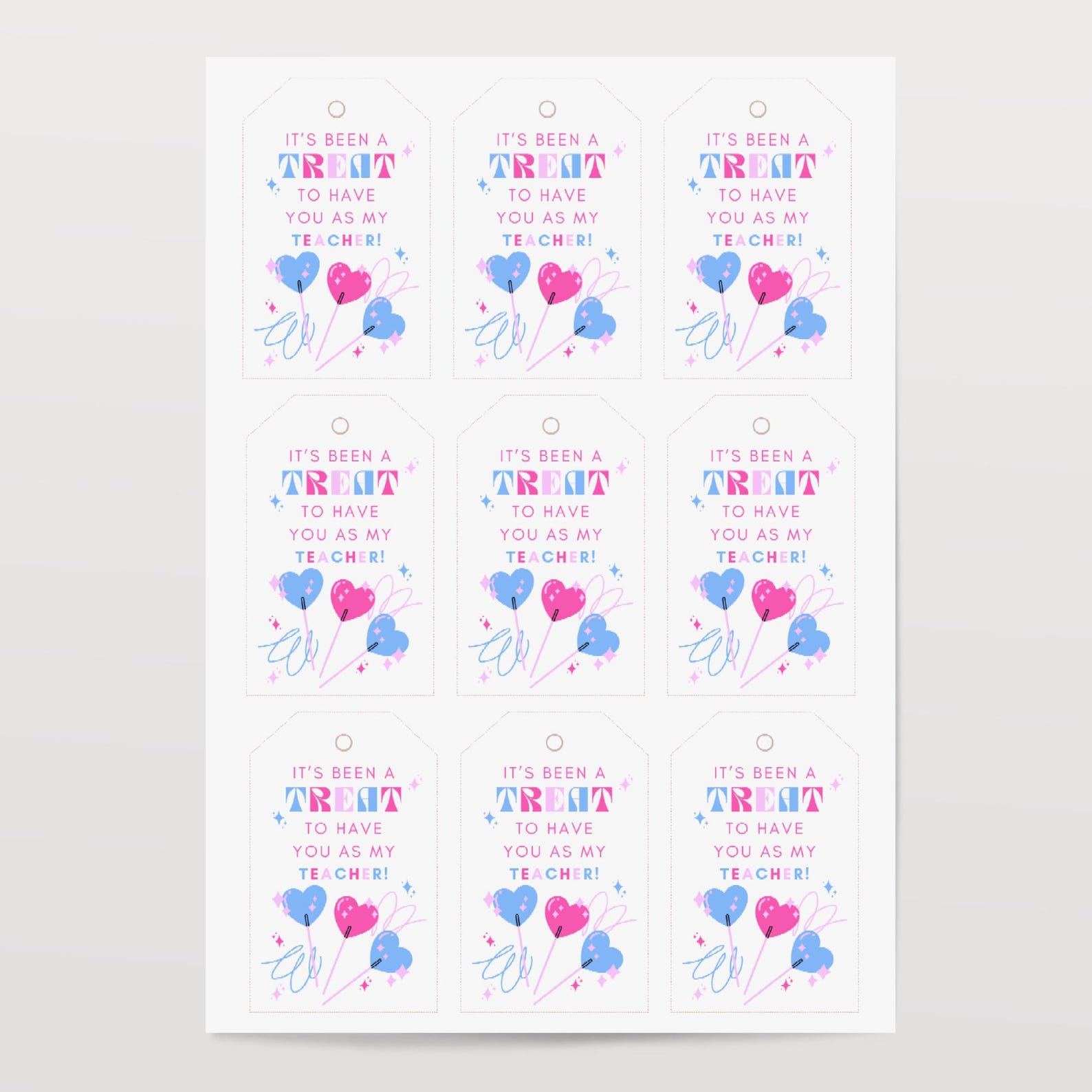 Printable Teacher Appreciation Tag, First Day Teacher Gifts, Music ...