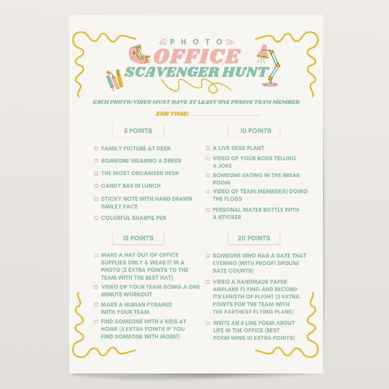 Printable Work Photo Scavenger Hunt, Adult Scavenger Hunt, Indoor ...