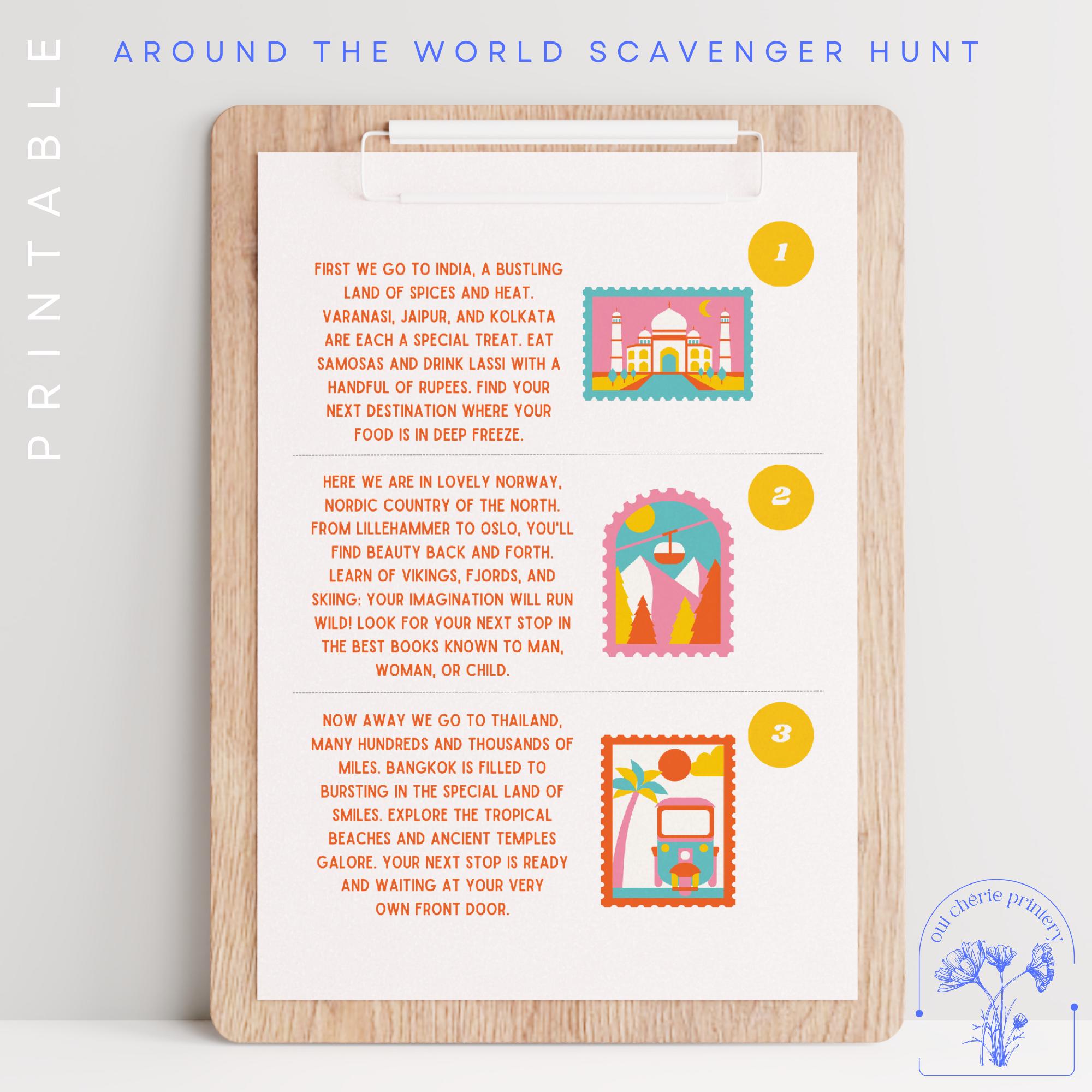 Around the World Educational Treasure Hunt Game, Printable ...