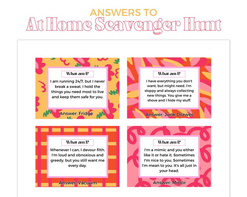 Printable at Home Scavenger Hunt for Adults (Instant Download) - Etsy
