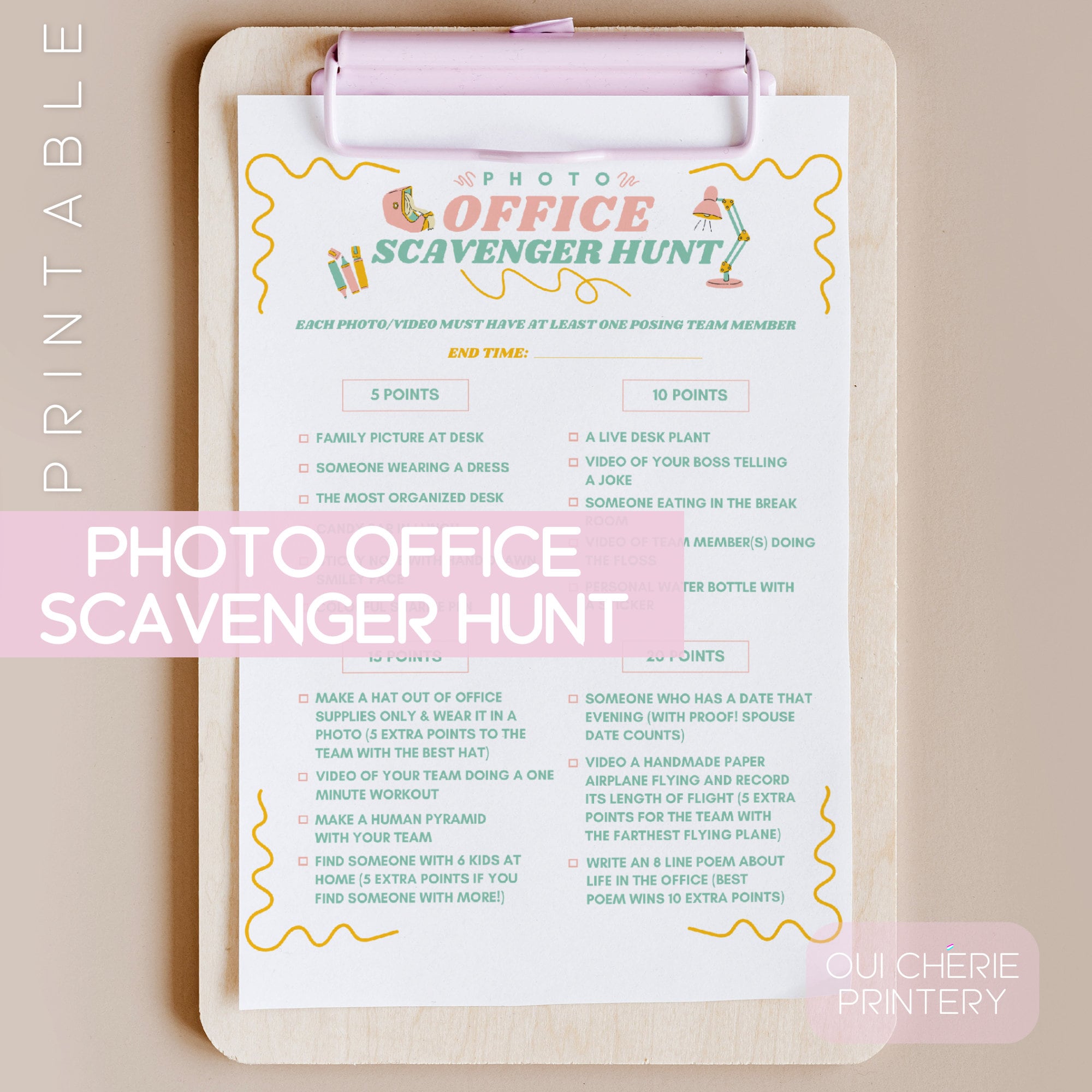 Printable Work Photo Scavenger Hunt, Adult Scavenger Hunt, Indoor ...
