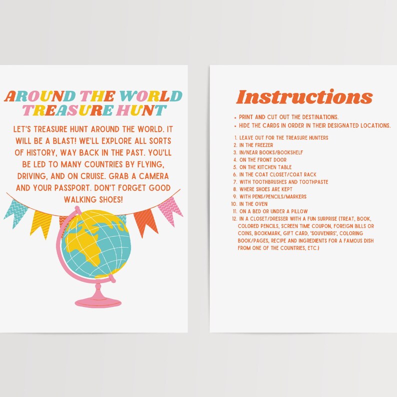 Around the World Educational Treasure Hunt Game, Printable ...