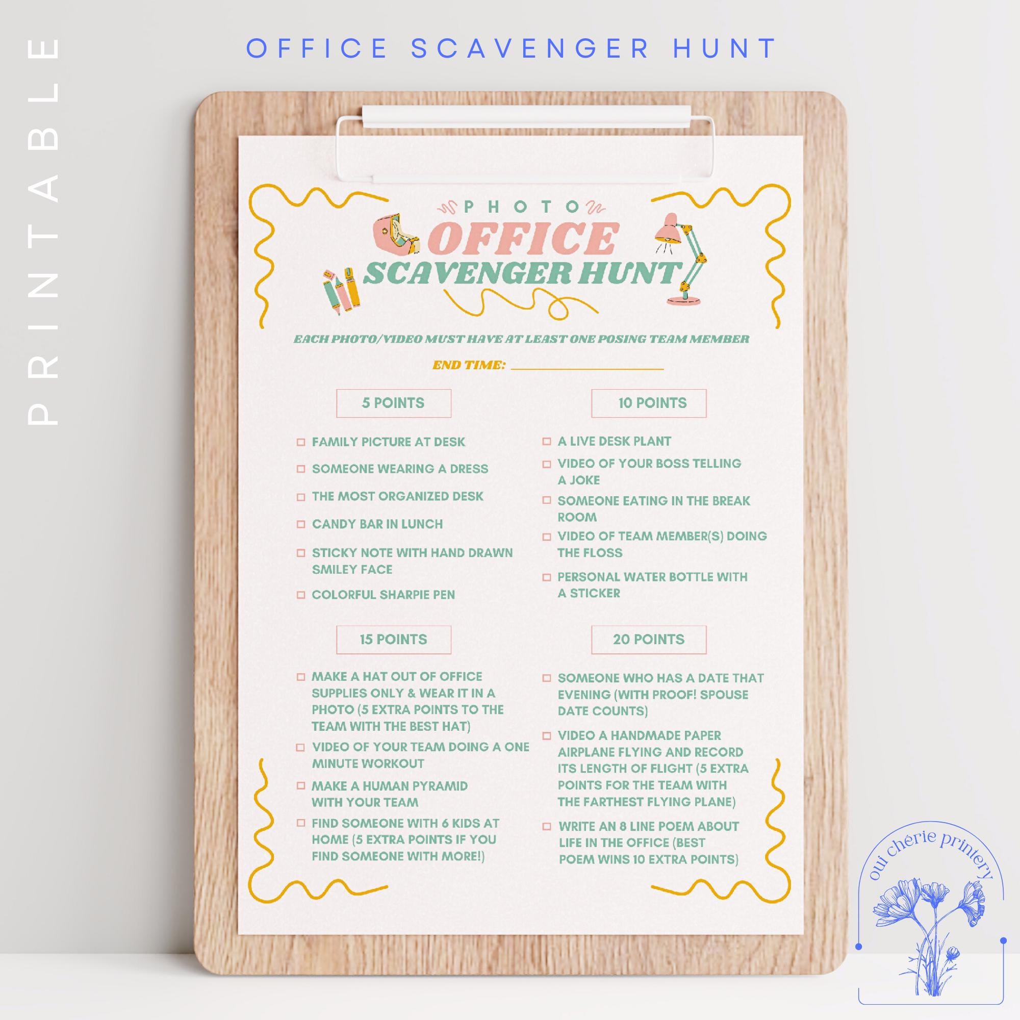Printable Work Photo Scavenger Hunt, Adult Scavenger Hunt, Indoor Office Scavenger Hunt, Team ...