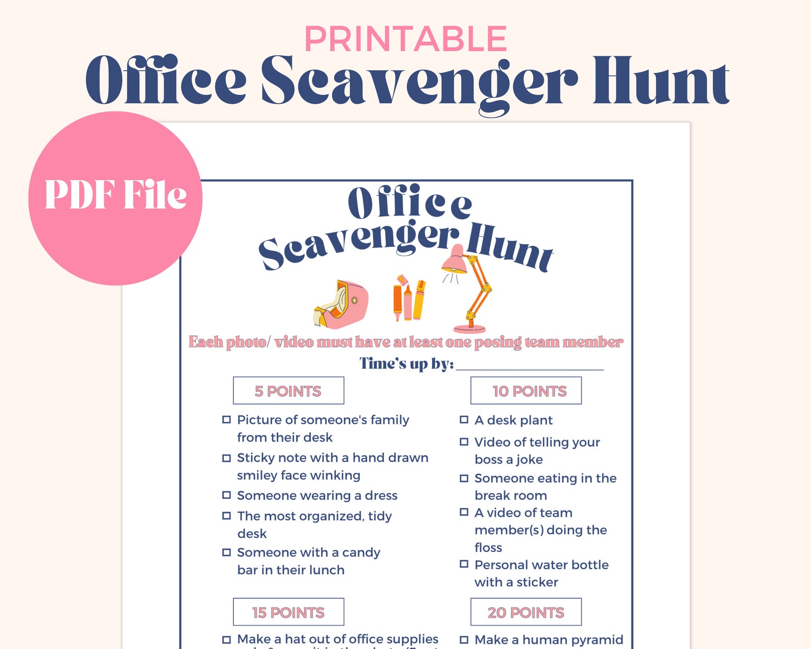 Printable Work Scavenger Hunt, Adult Scavenger Hunt, Indoor Office ...