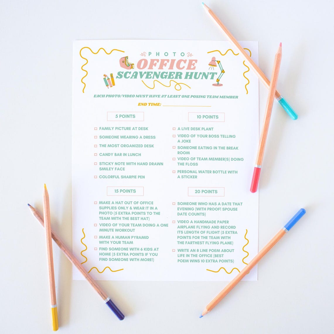 Printable Work Photo Scavenger Hunt, Adult Scavenger Hunt, Indoor ...