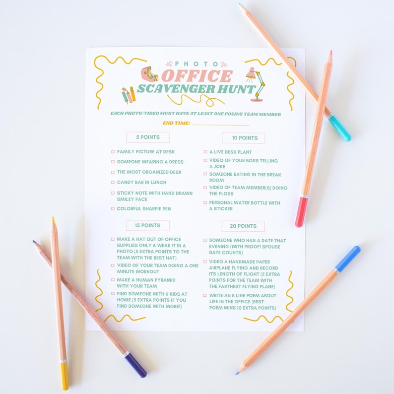 Printable Work Photo Scavenger Hunt, Adult Scavenger Hunt, Indoor ...