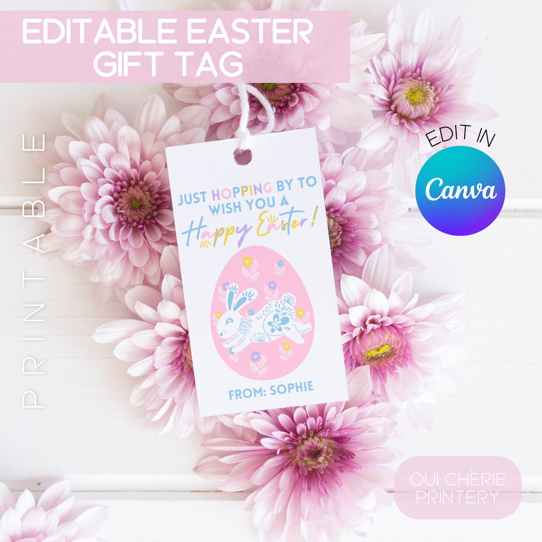 Editable Gift Tag, Kids' Printable Gift Tag, Easter Teacher Gift Tag ...