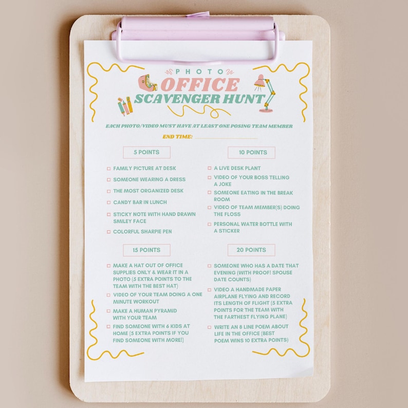 Printable Work Photo Scavenger Hunt, Adult Scavenger Hunt, Indoor ...