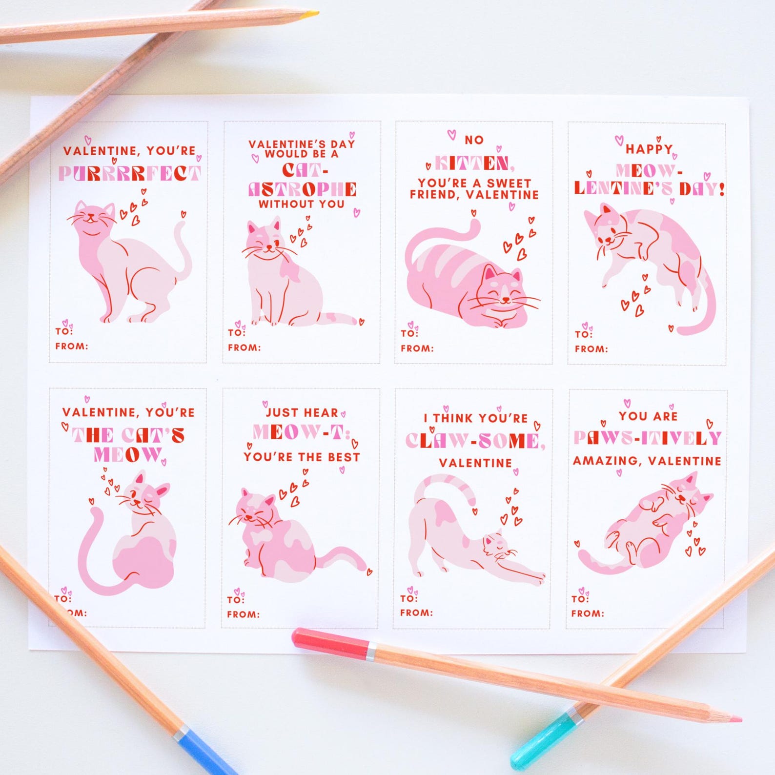 Printable Colorful Valentine Gift Tags, Preschool Valentines, Teacher ...
