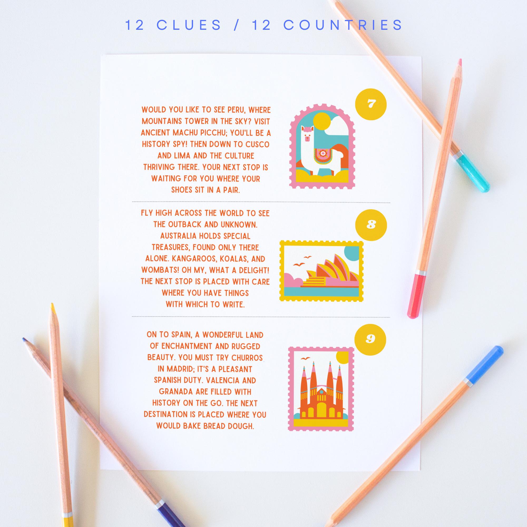 Around the World Educational Treasure Hunt Game, Printable ...