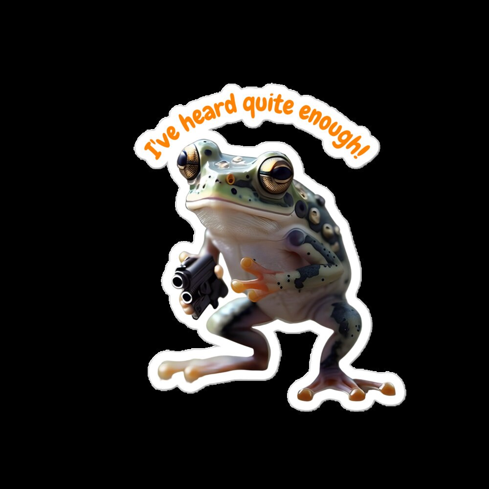 Cute Frog With Toy Gun Sticker Water Bottles Laptops and - Etsy