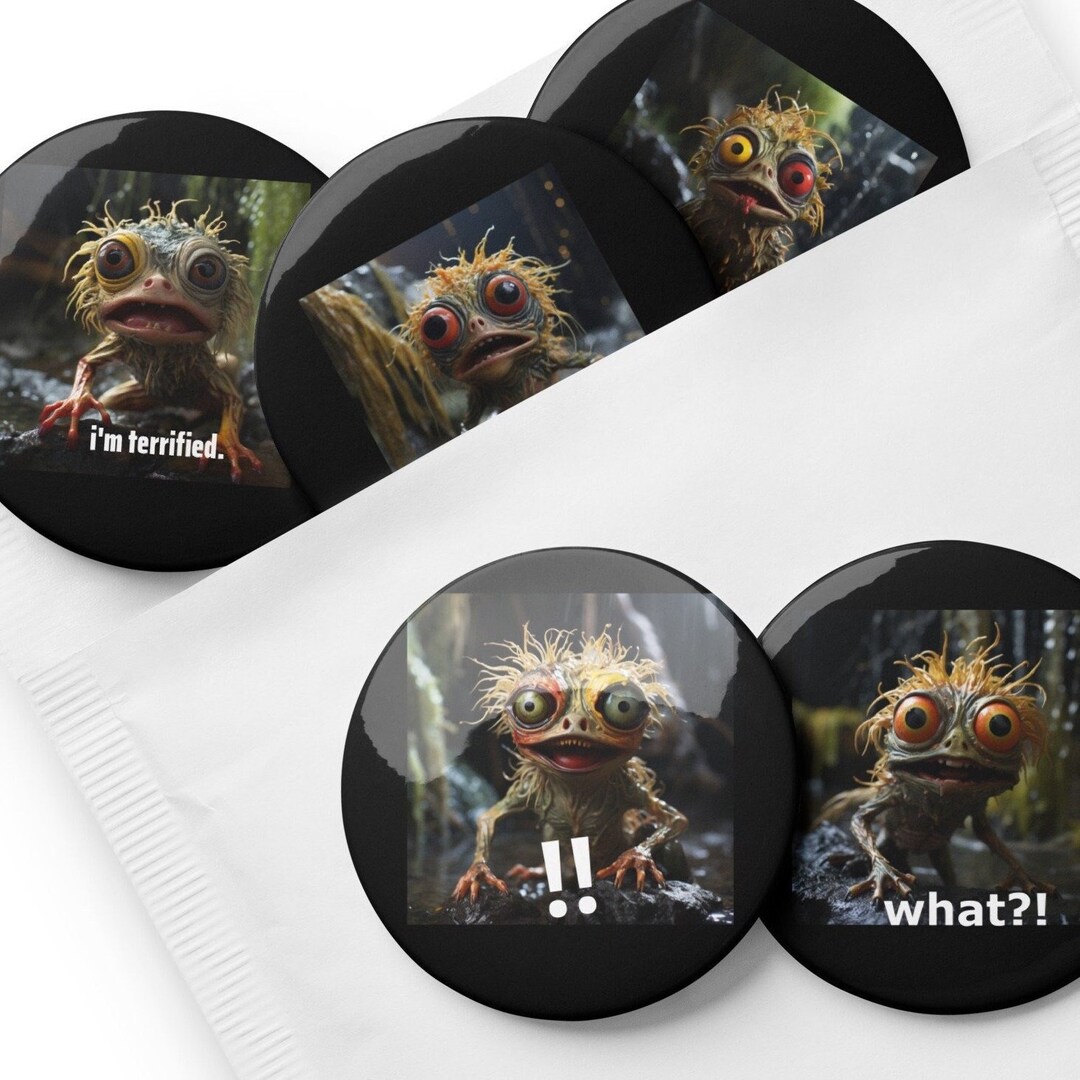 Terrified Frog Button Pin Collection (complete Set of 5) - Etsy
